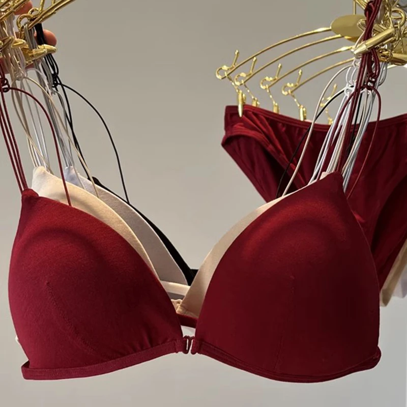 Sexy-Front-Buckle-Seamless-Bra-for-Women-Style-Bralette-Deep-V-Triangle ...