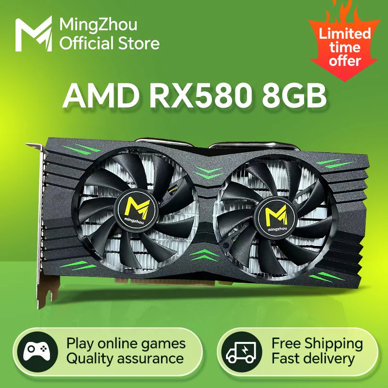 Video Card RX 580 8G 256Bit 2048SP GDDR5 AMD GPU Graphics Cards Gamer ...