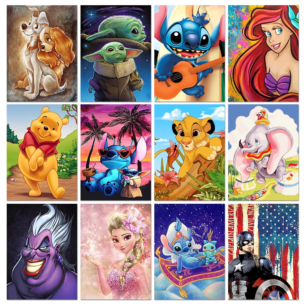 Disney Diamond Painting Cartoon Portrait Full Round Diamond Mosaic ...