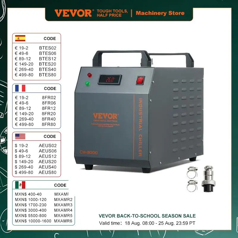 VEVOR-Industrial-Water-Chiller-CW-3000-80W-CW-3000-Pro-150W-Air-Cooled ...