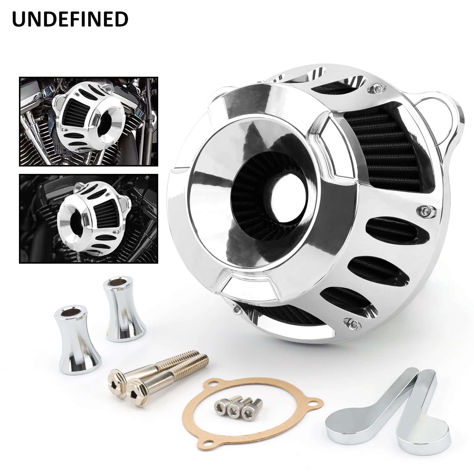Chrome-Air-Filter-Motorcycle-Air-Intake-Cleaner-Aluminum-For-Harley ...