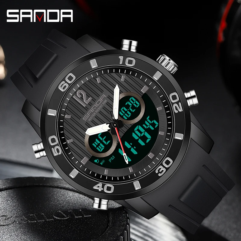 SANDA Men LED Figure Digital Waterproof Sports Watches Original ...