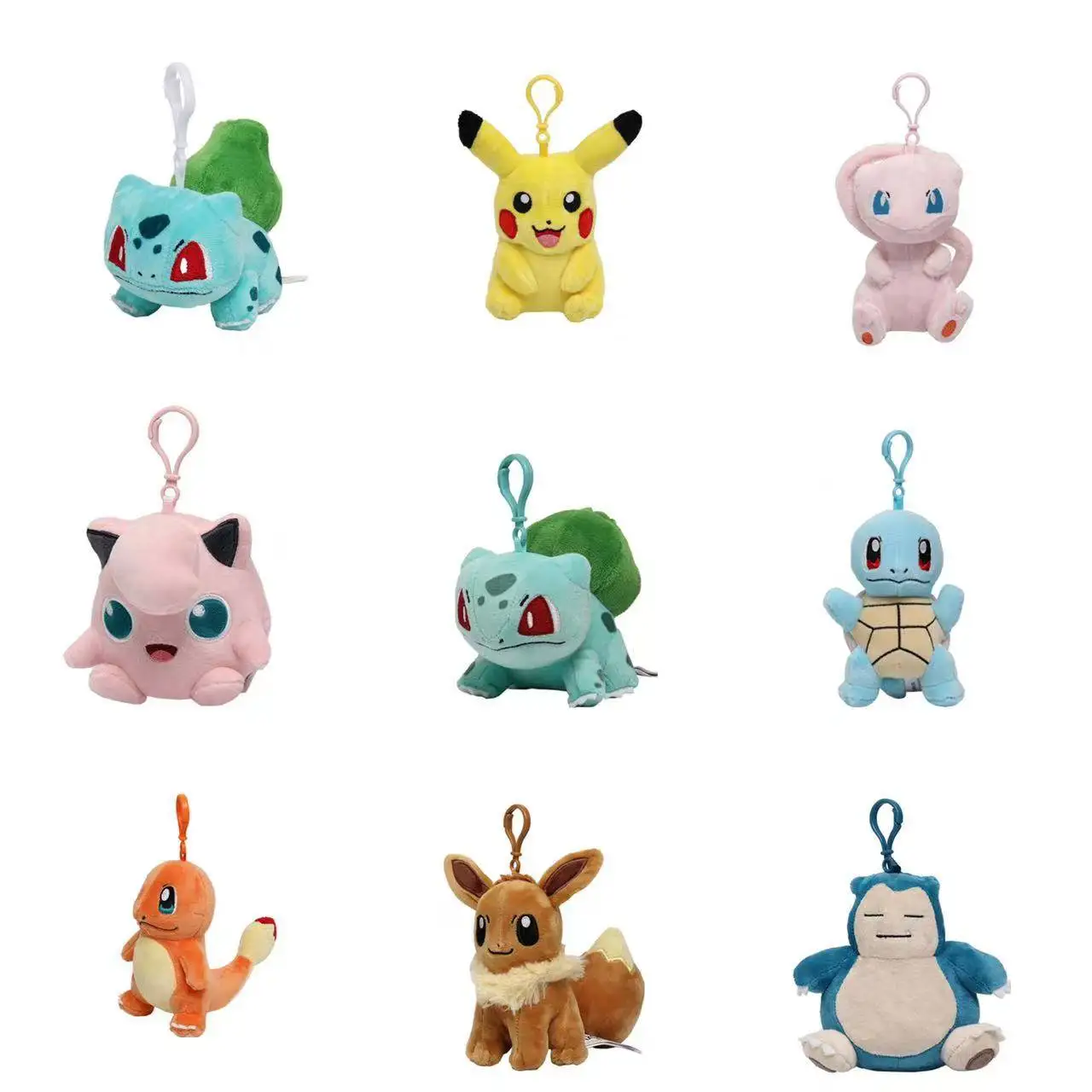 Stuffed Pokemon Eevee Charmander Jigglypuff Pikachu Plush Keychain Bag ...