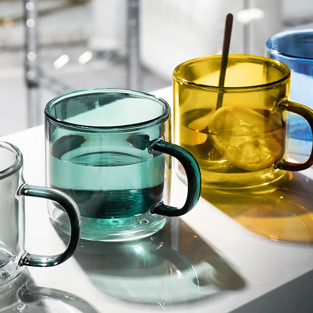 250ml-Colored-Double-Glass-Cup-Coffee-Tea-Mug-Juice-Water-Cups-Drinking ...