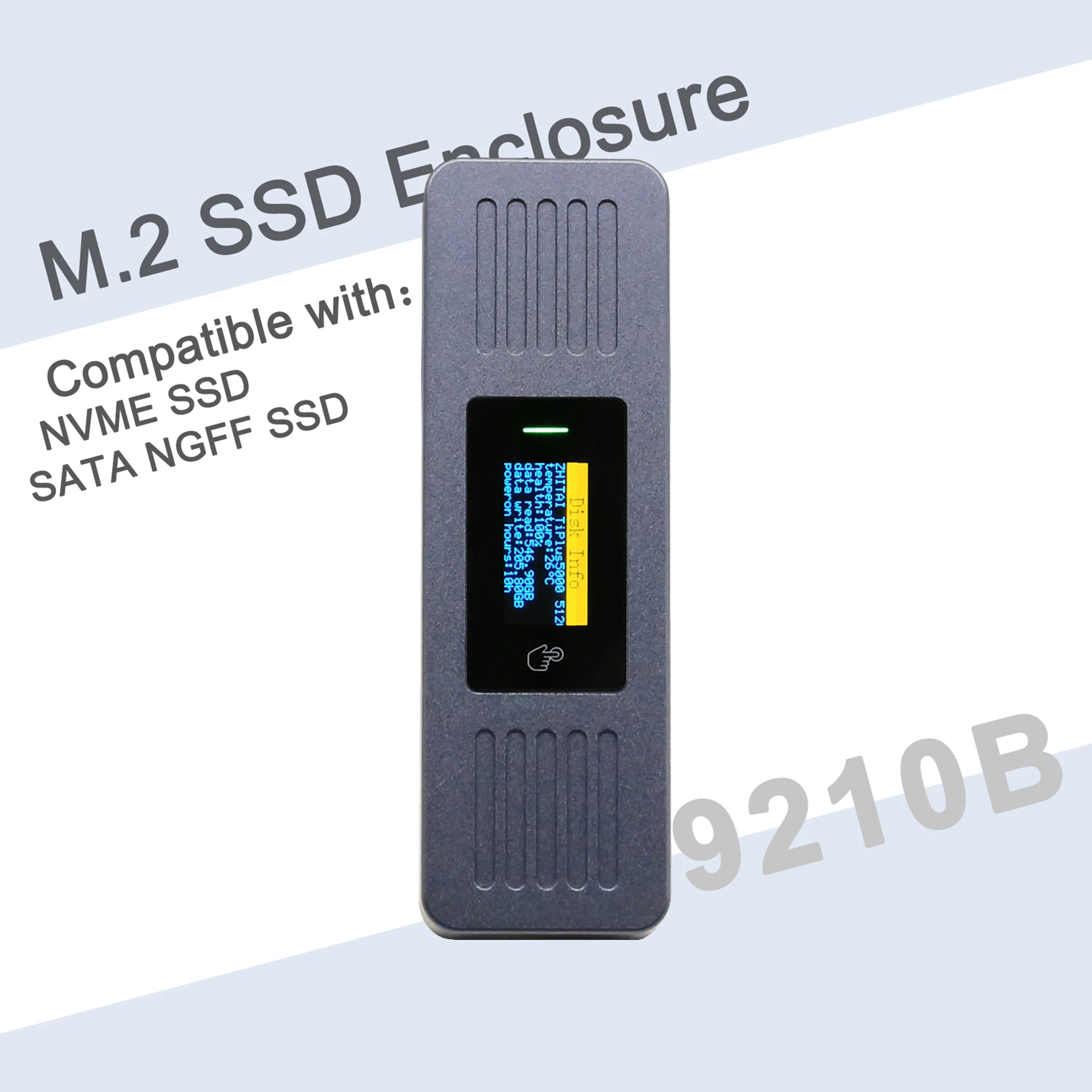 9210B M.2 NVMe/SATA NGFF SSD Enclosure Adapter Screen Display,USB 3.2 ...