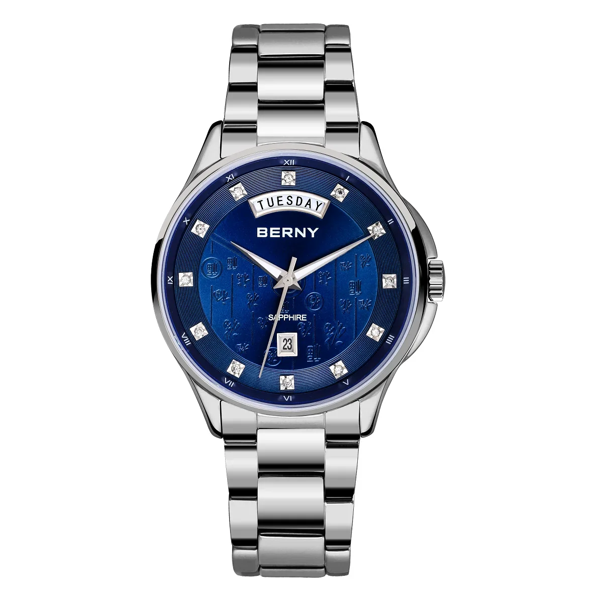 BERNY-Watches-for-Men-Luminous-Full-Stainless-Steel-Date-Weeks-Sapphire ...