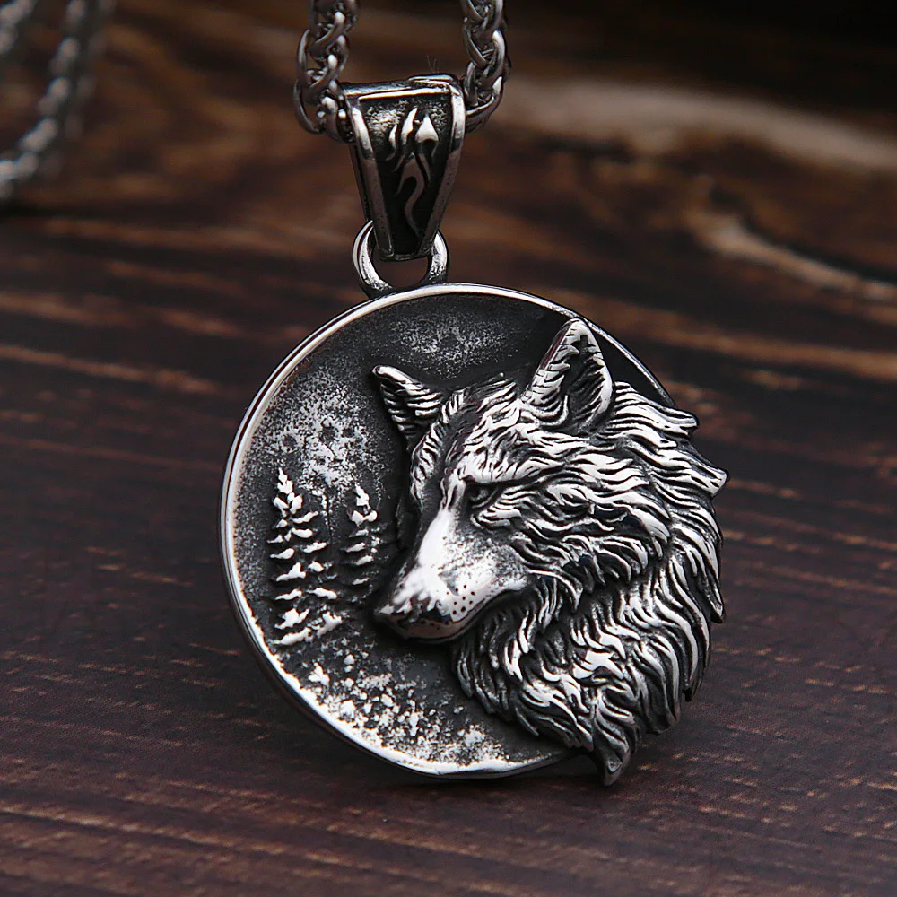 Collar-con-colgante-de-lobo-vikingo-Vintage-para-hombres-Punk-Street ...