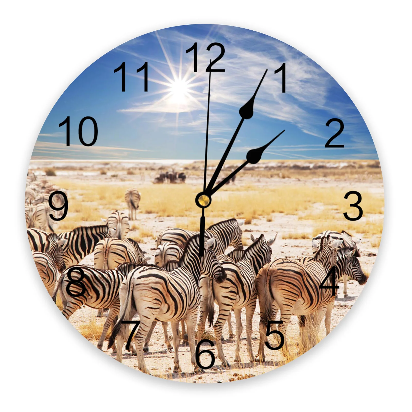 Zebra-Sky-Sun-Grassland-Sand-Bedroom-Wall-Clock-Large-Modern-Kitchen-Dinning-Round-Wall-Clocks ...