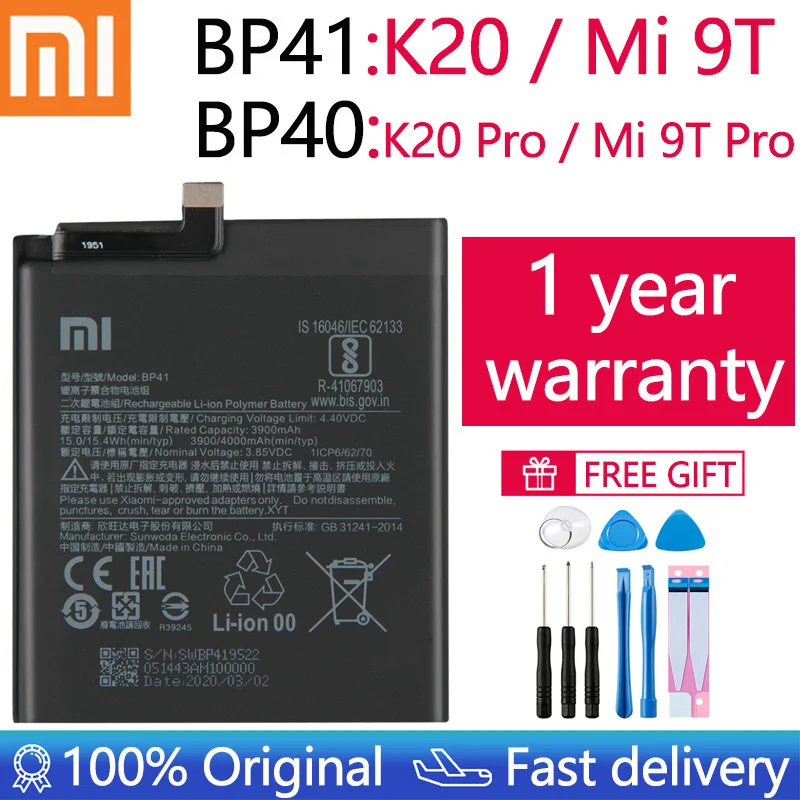 100% Original Replacement Battery BP41 BP40 For Xiaomi Redmi K20 Pro Mi ...