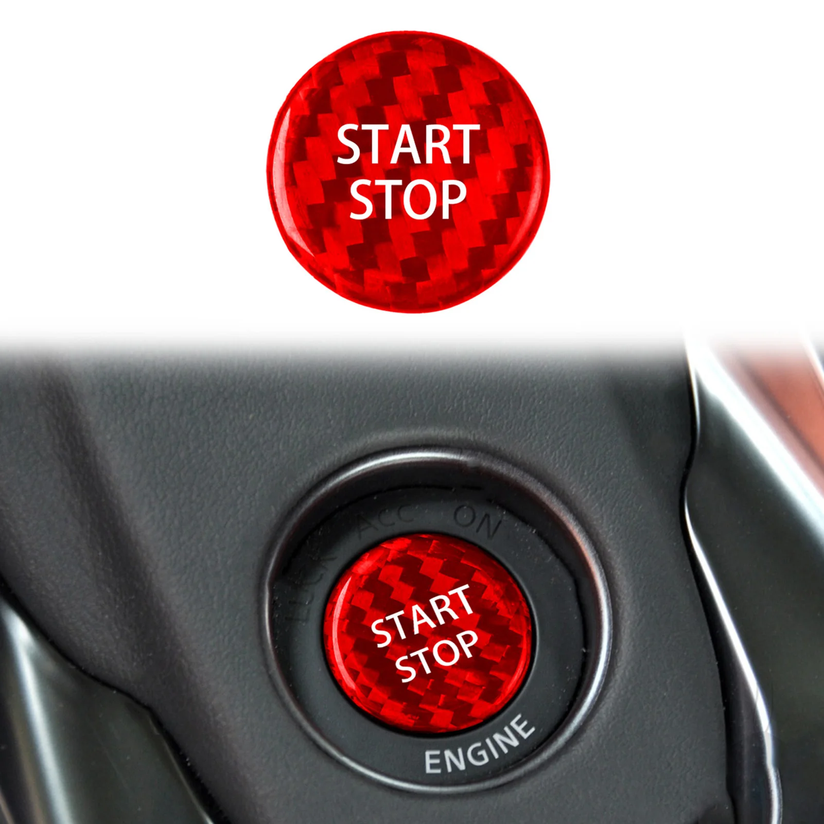 Push-Start-Button-Cover-Carbon-Fiber-Ignition-Switch-Button-Cover-Trim ...