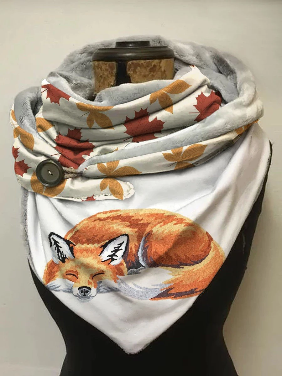 Lady Womens Fox Print Scarf | Printed Woman Scarf Fox | Shawl Scarf Fox ...