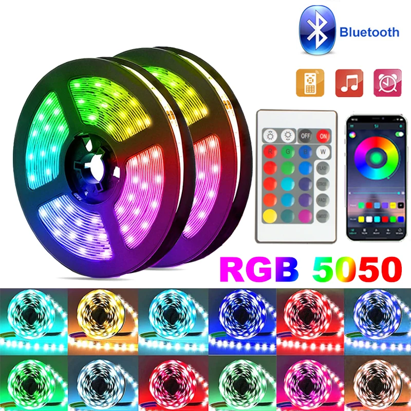 Luzes led para sala 5050 cor led tv backlight 1m 2m 3m 4m 5m rgb fita bluetooth controle remoto ...