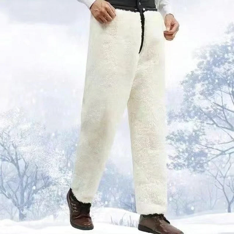 -30° Winter Thicken Keep Warm Long Wool Sheepskin Pants One Piece of ...