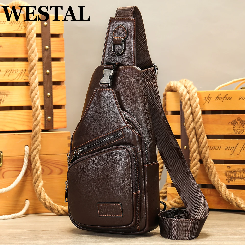 Westal 아이패드 79 인치 슬링백 남성용 소가죽 숄더백 슬링 백 사이드 파우치 여행용 크로스 바디