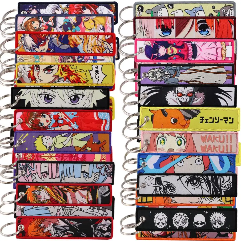 20pc-set-Japanese-Anime-Embroidery-Keytag-Cool-Charactr-Keychain-Key ...