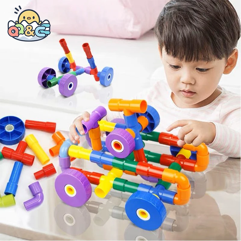 마블 런 레이스 빌딩 블록 브릭 3d 어린이 Diy 조립 및 삽입 장난감 파이프 블록 포함 어린이용 교육 완구