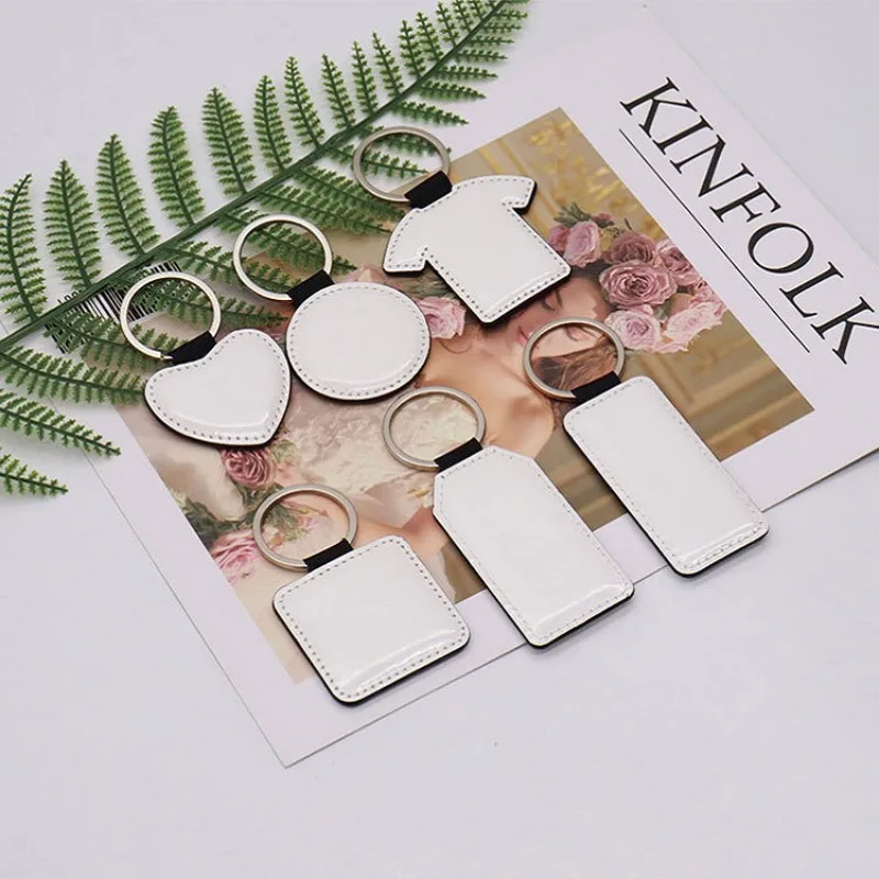 Double-sided-White-Bright-PU-Leather-Keychain-Personality-Irregular ...