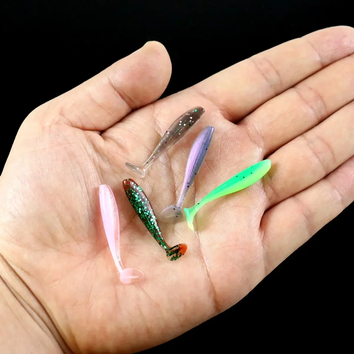 50pcs-Mini-Soft-Fishing-Lures-T-tail-Worm-Lure-Silicone-Artificial-Bait ...