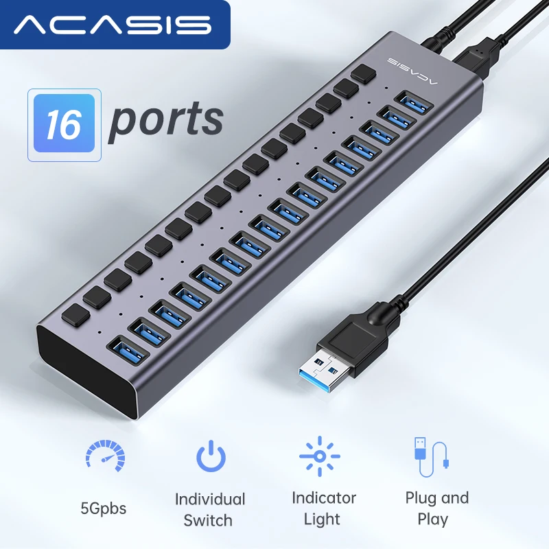 Acasis-Hub USB de Alta Velocidade, 5Gbps, USB 3.0 Splitter, Hub para PC ...