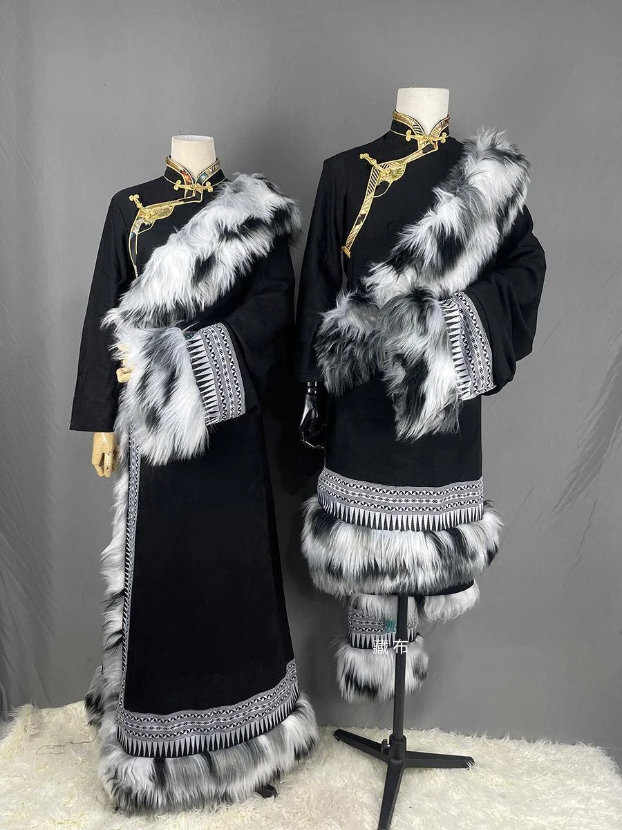 Tibetan-Clothes-Men-Women-s-Large-Hair-Collar-Tibetan-Robe-Ethnic ...