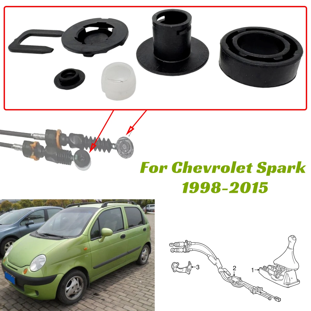 For Chevrolet Spark MT Shifter Selector Lever Cable Bushing Linkage End ...