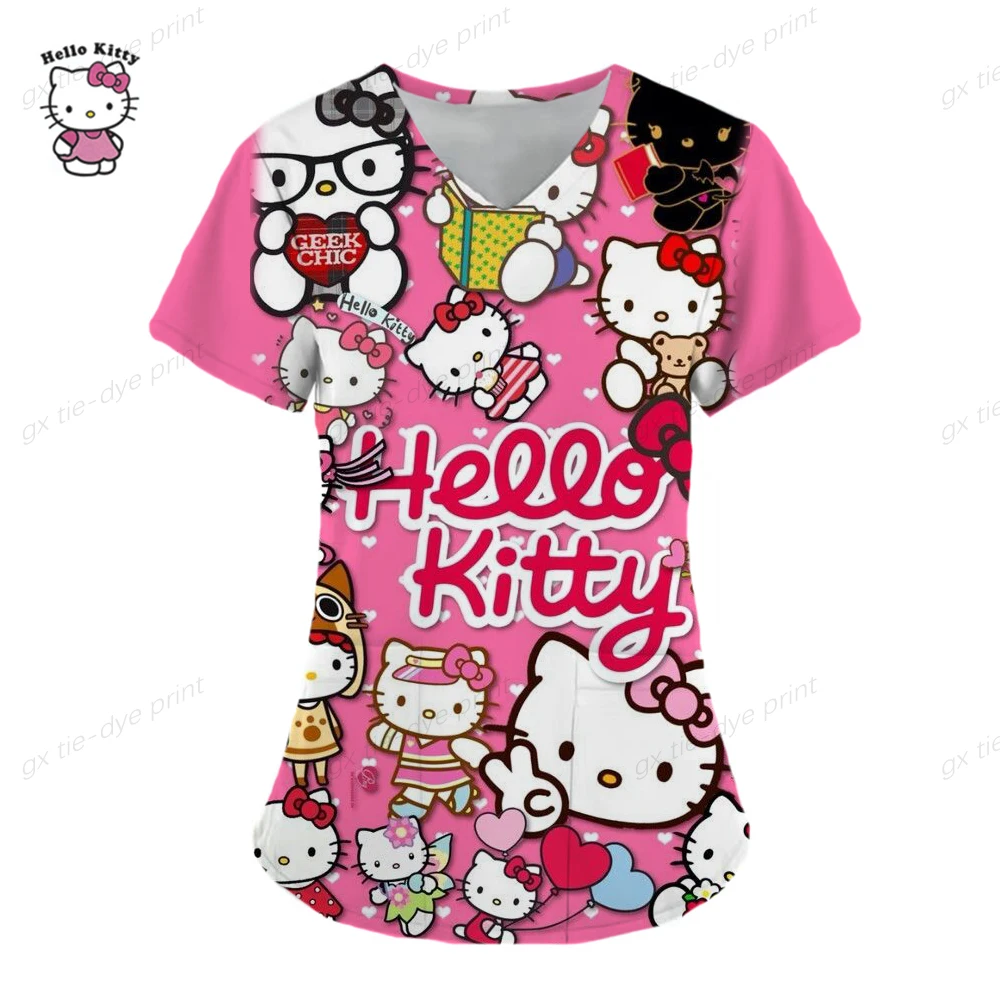 Hello-Kitty-Scrubs-Medical-Uniforms-Woman-Hello-Kitty-Cartoon-Printed ...