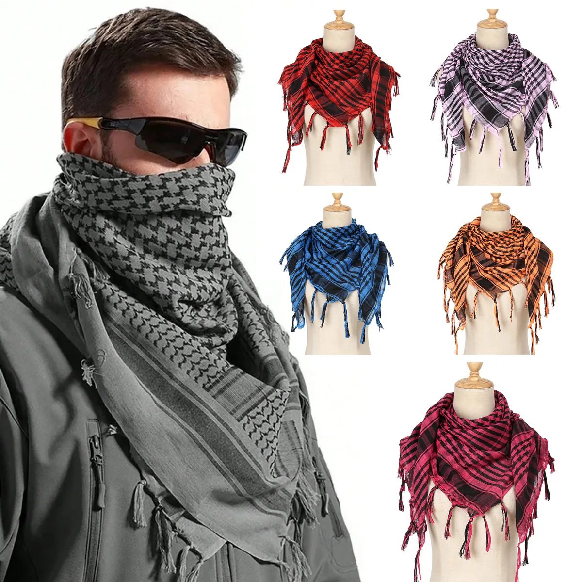 2024 New Plaid Hijab Scarf for Men and Women Arab Desert Headscarf Soft ...