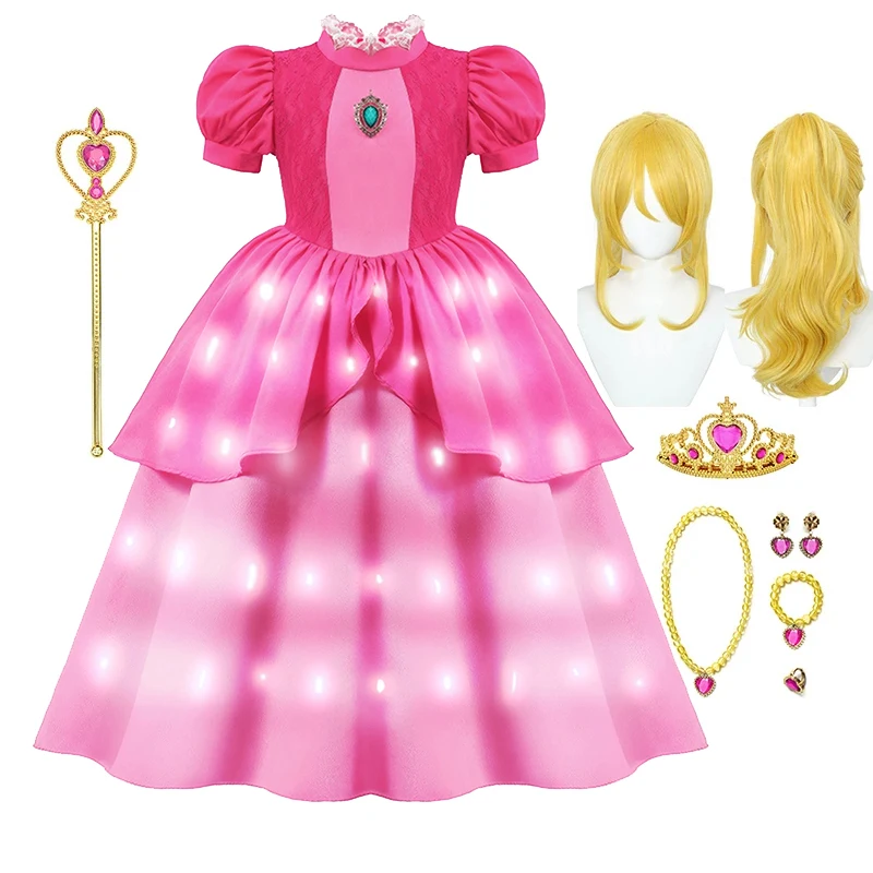 LED-Light-Peach-Princess-Dress-For-Girl-Cosplay-Costume-Children-Stage ...