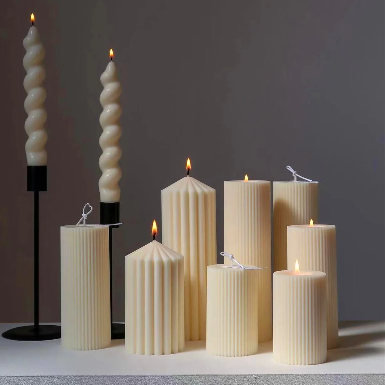 Regular geometry candle Acrylic mold stripe Cylindrical candle Plastic ...
