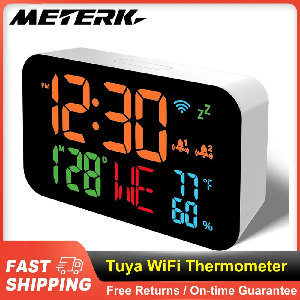 Tuya-WiFi-Desktop-Clock-Calendar-Intelligent-Thermometer-Hygrometer-with-Digital-LED-Display ...