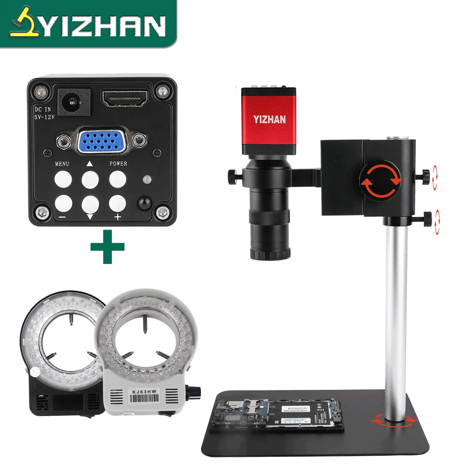YIZHAN Lab Industrial Trinocular Stereo Microscope Camera VGA HDMI 1 ...