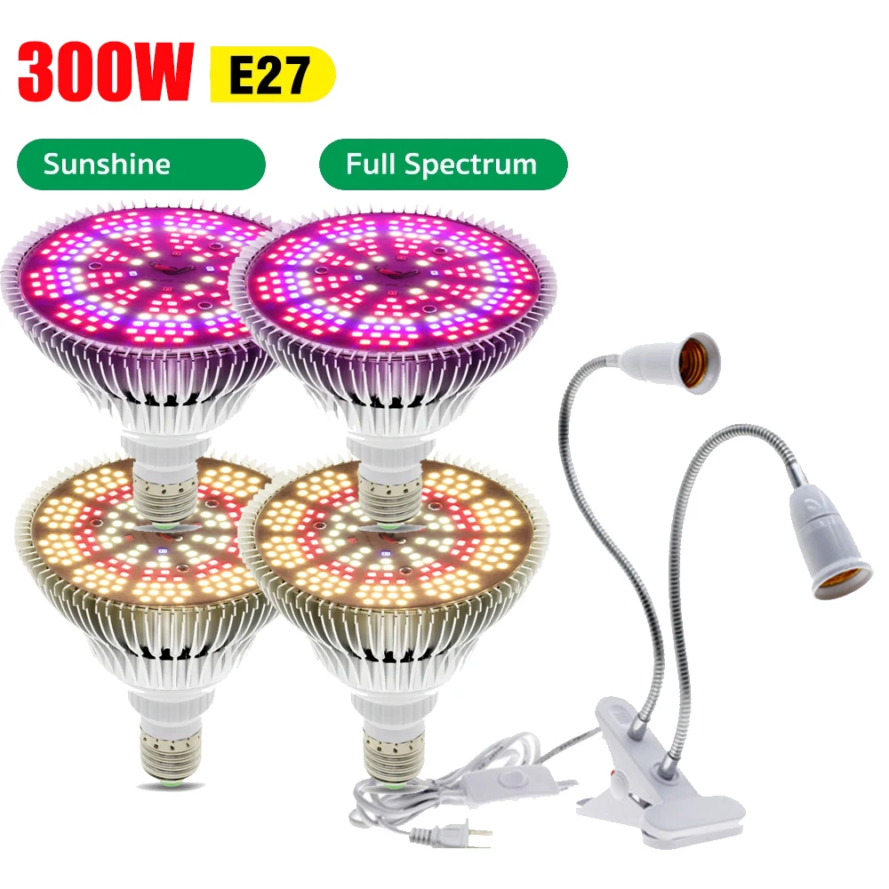 85-265V-300W-E27-LED-Grow-Light-Bulb-Full-Spectrum-Sunshine-Plant-Light ...
