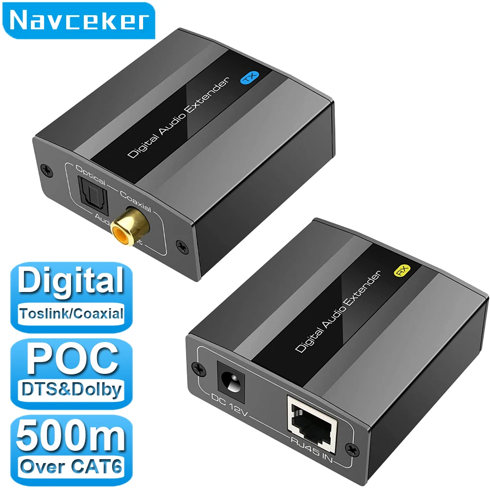 Navceker-Digital-Audio-Extender-Optical-Toslink-SPDIF-Coaxial-Over ...