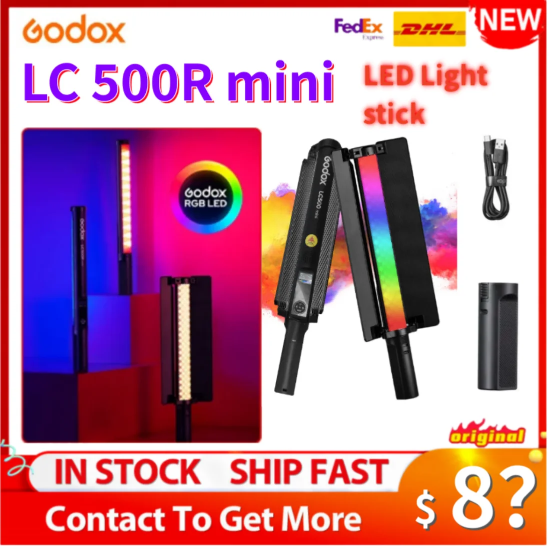 Godox-LC500R-mini-LC500-mini-LED-Light-Stick-RGBWW-LED-Light-Stick ...