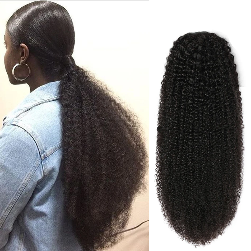 Maxine-Afro-Kinky-Curly-Drawstring-Ponytail-Human-Hair-Extensions-4B-4C ...