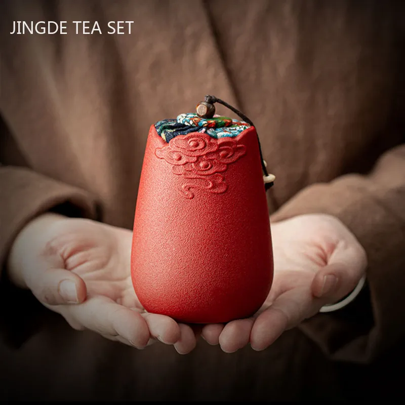 Portable Tea Caddy Travel Tea Bag Sealed Ceramics Jar Tea Storage ...
