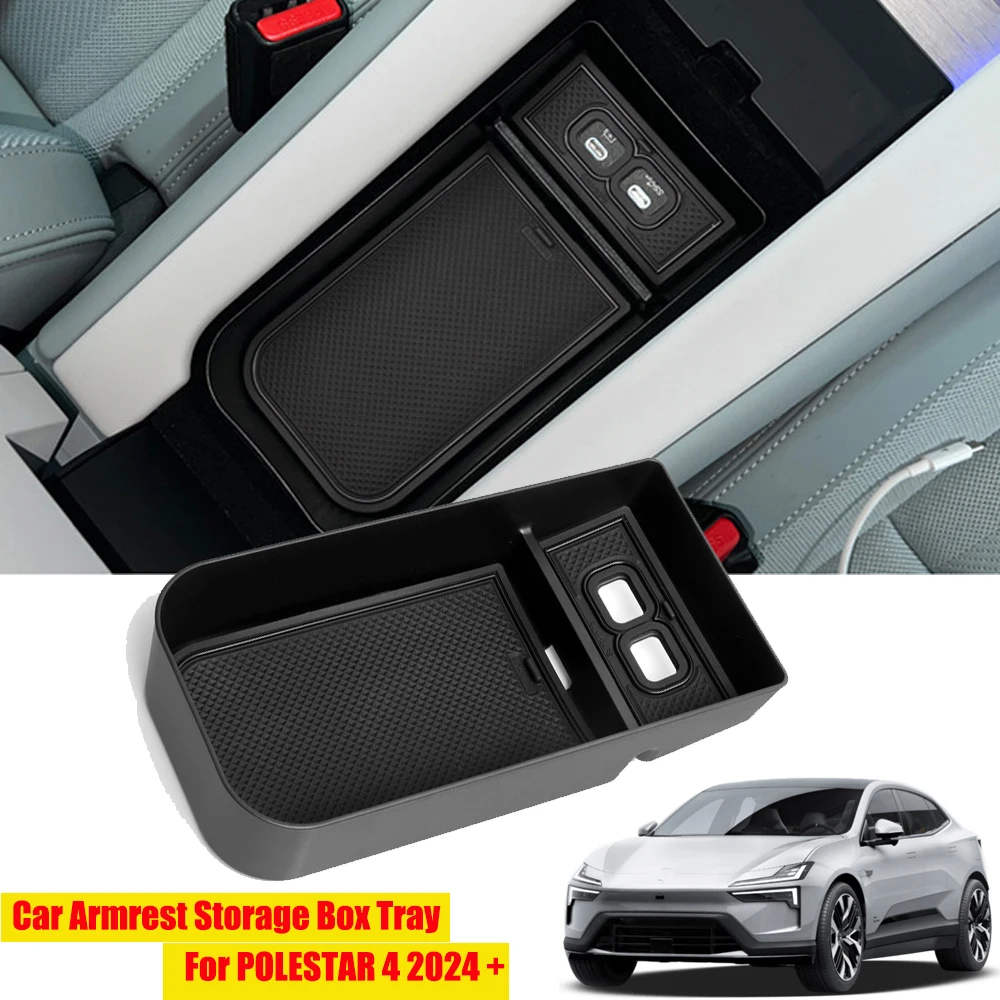 Car Armrest Storage Box Tray Interior Organizer Case For POLESTAR 4 ...