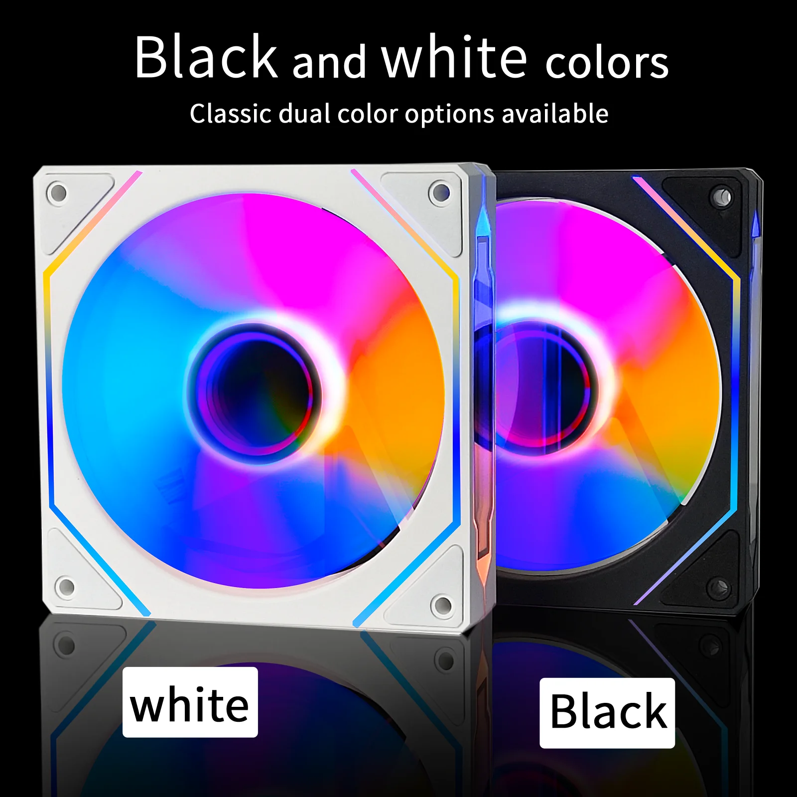 MANMU-PWM-Mirror-PC-Argb-Case-Fan-Black-White-RGB-Temperature-Control ...