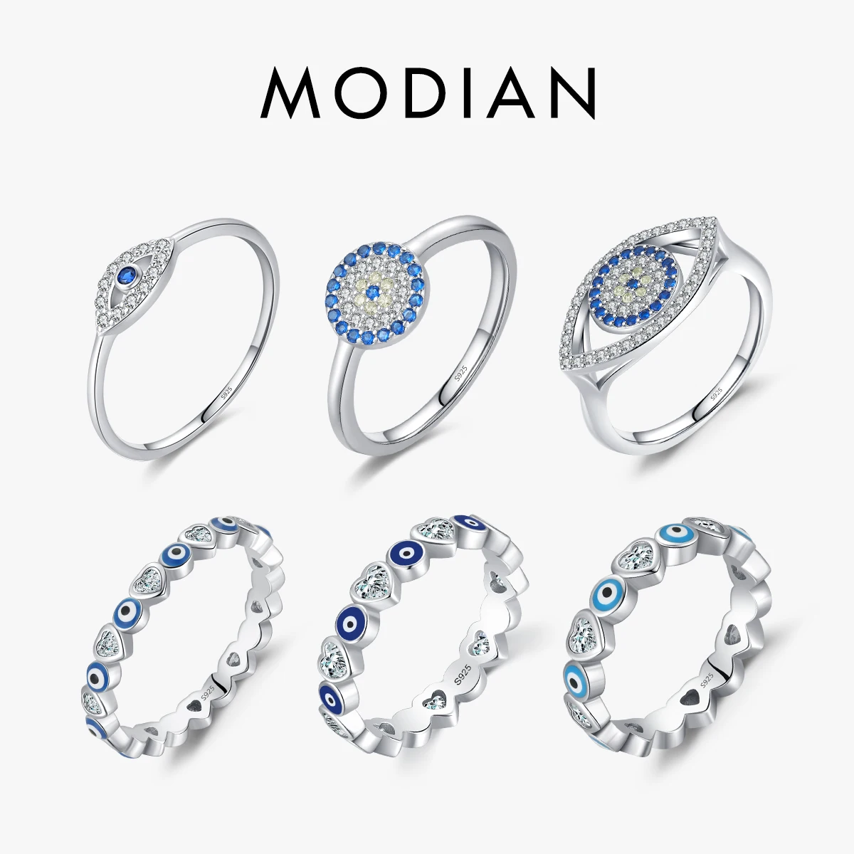 MODIAN-925-Sterling-Silver-Cute-Blue-Ghost-Eyes-Ring-Sparkling-Clear-Cubic-Zirconia-For-Women ...