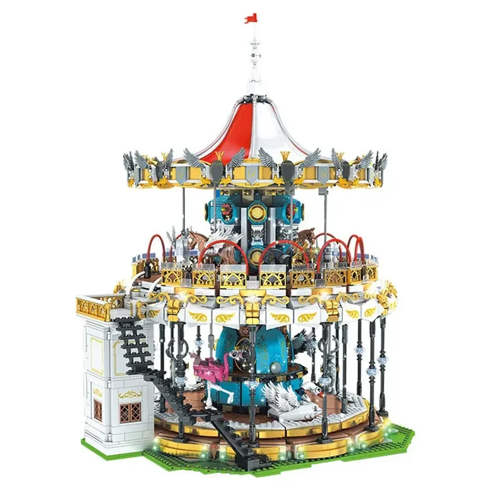 MOC-11011-Amusement-Park-Carousel-With-Motor-Building-Blocks-Set ...