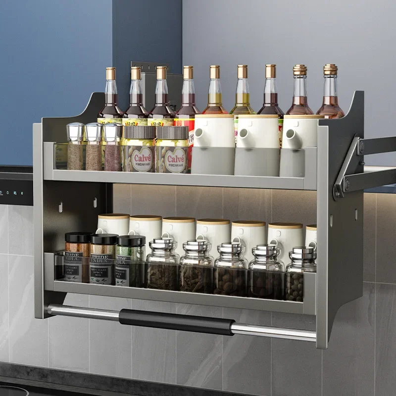 Gun-Ash-Open-Door-Storage-Rack-arm-rio-de-cozinha-Drop-Down-Lift-Basket ...