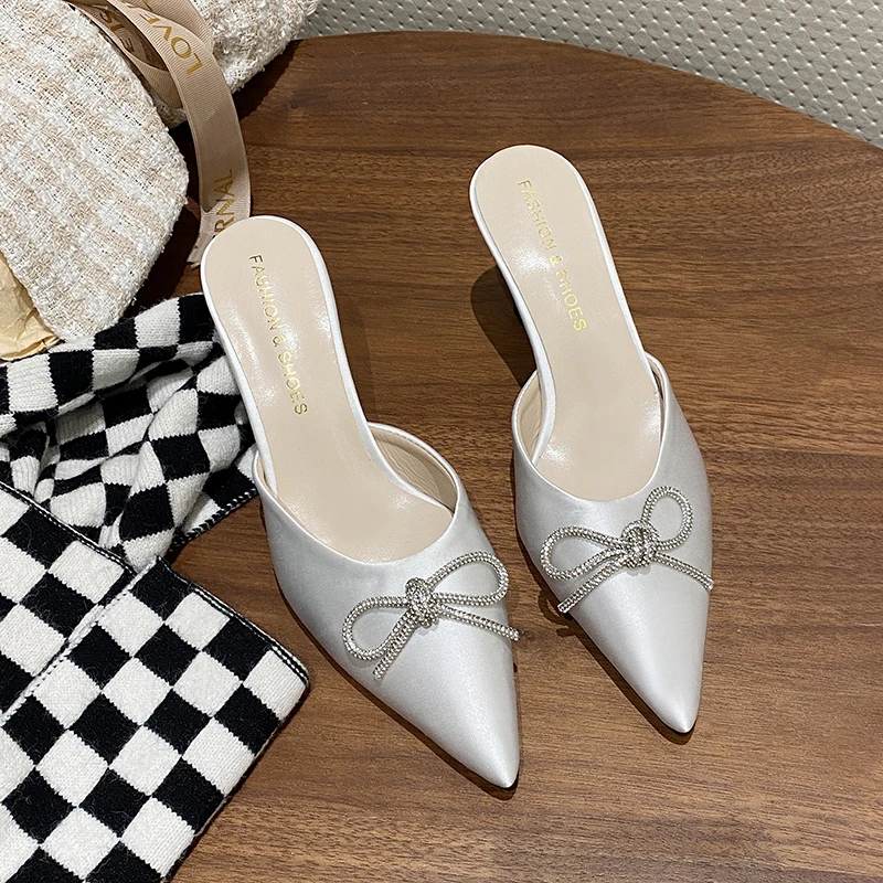 Classic-Leisure-Slippers-for-Women-Basic-Slides-Pointed-Toe-Thin-High ...