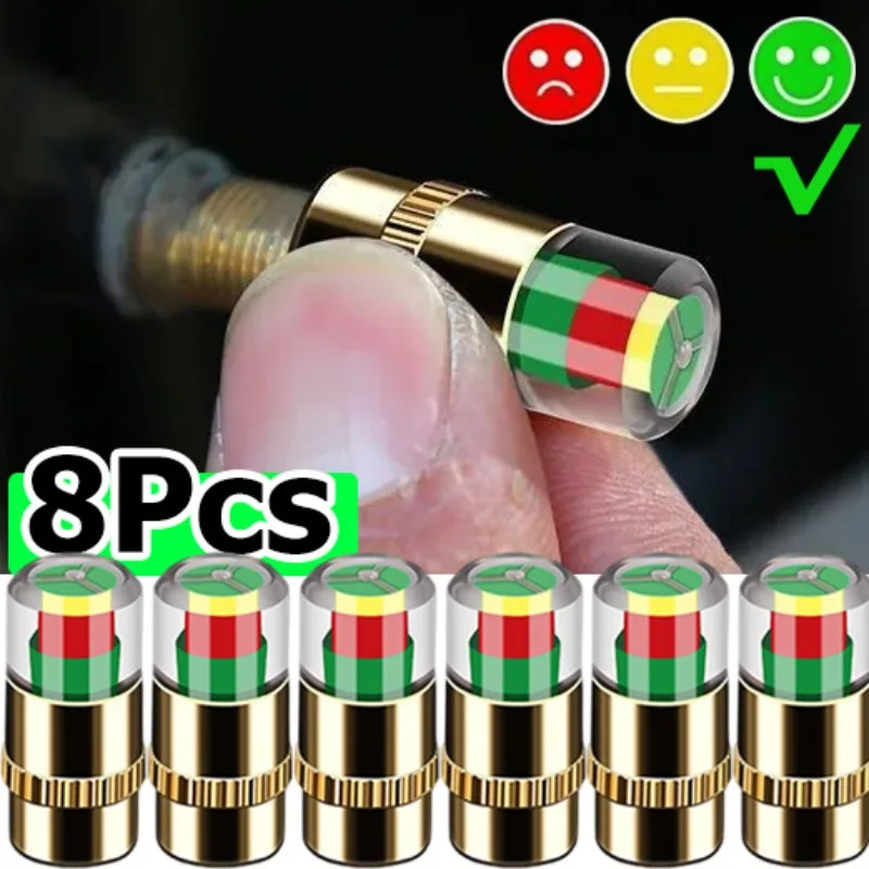 1-8pcs Motorcycle Car Tire Pressure Monitor Valve Cap Sensor Indicator ...