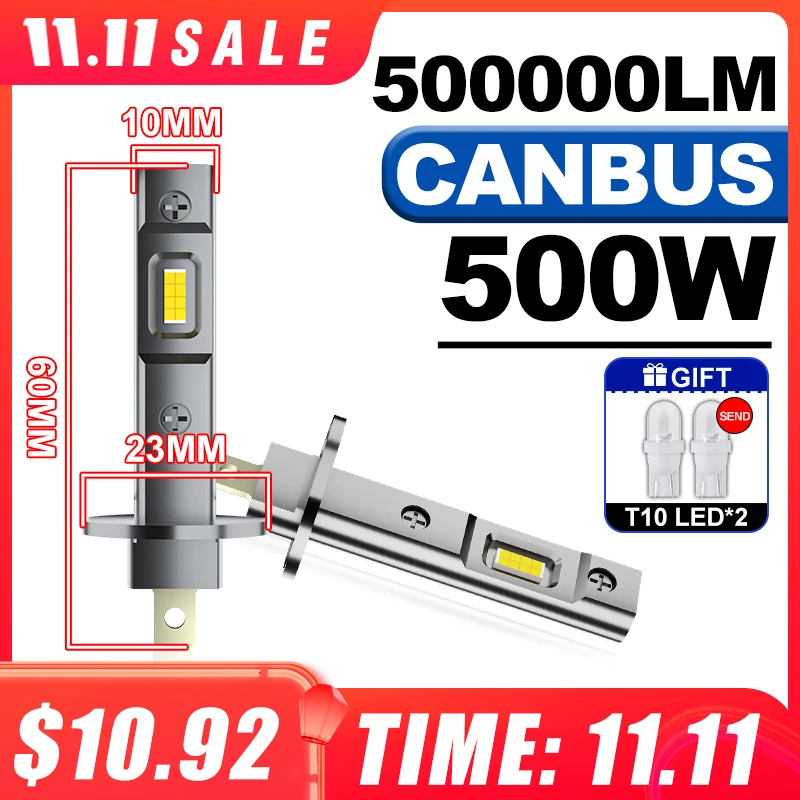 H1-LED-Headlights-500000LM-6000K-500W-16PCS-7585-CSP-High-Low-Beam ...