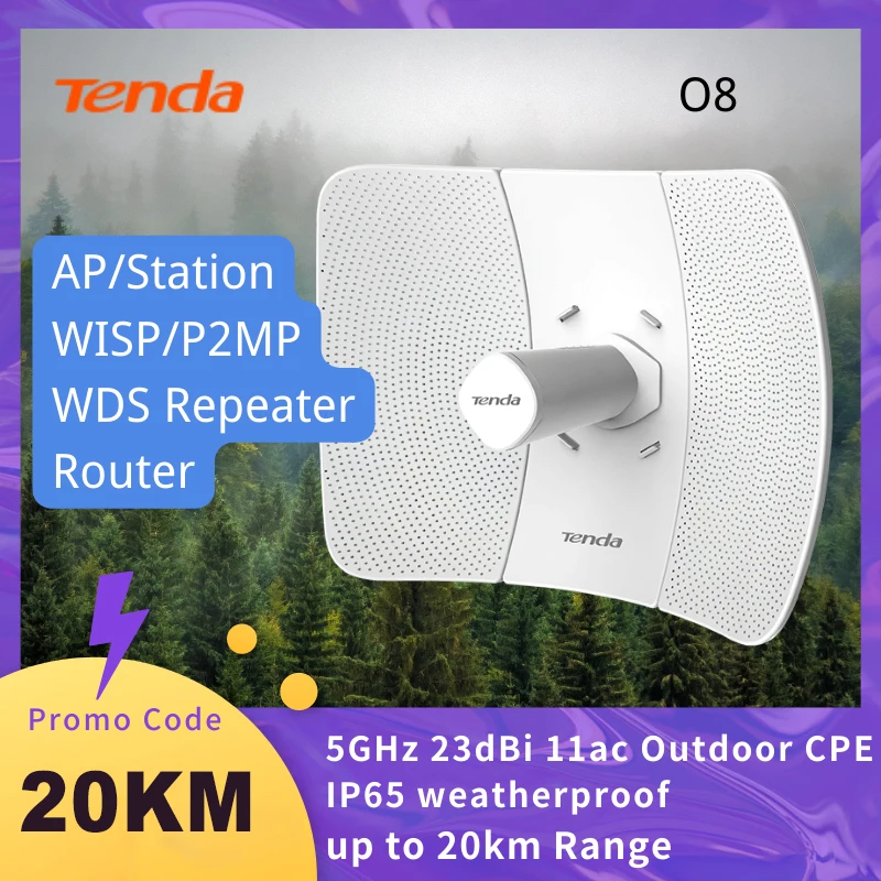 Tenda-O8-Outdoor-Access-Point-433-Mbps-Long-Range-CPE-5GHz-Wireless-Bridge-23dBi-Transmission ...