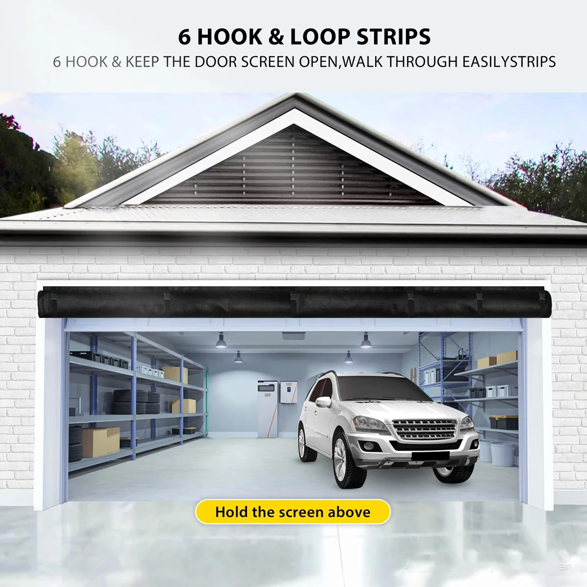 Fiberglass Garage Screen Door - Magnetic Mesh Curtain, Insect & Dust ...