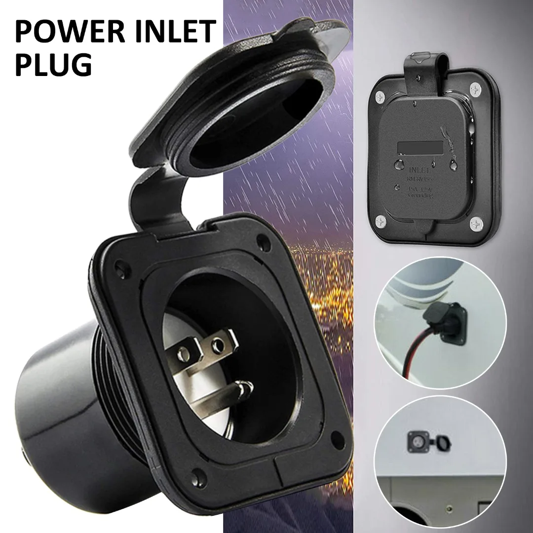 Universal-1pc-15A-Flanged-Inlet-Socket-Waterproof-Power-Inlets-Plug ...
