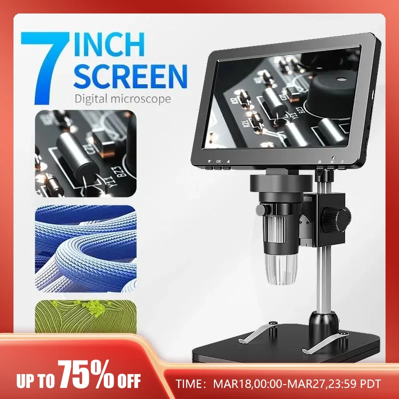 7 Inch LCD Digital Coin Microscope 1200X 12MP Ultra-Precise Focusing ...