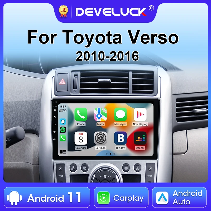 2 דין אנדרואיד 11 רכב רדיו מולטימדיה נגן וידאו עבור טויוטה Verso R20 2009-2018 GPS ניווט Carplay ...