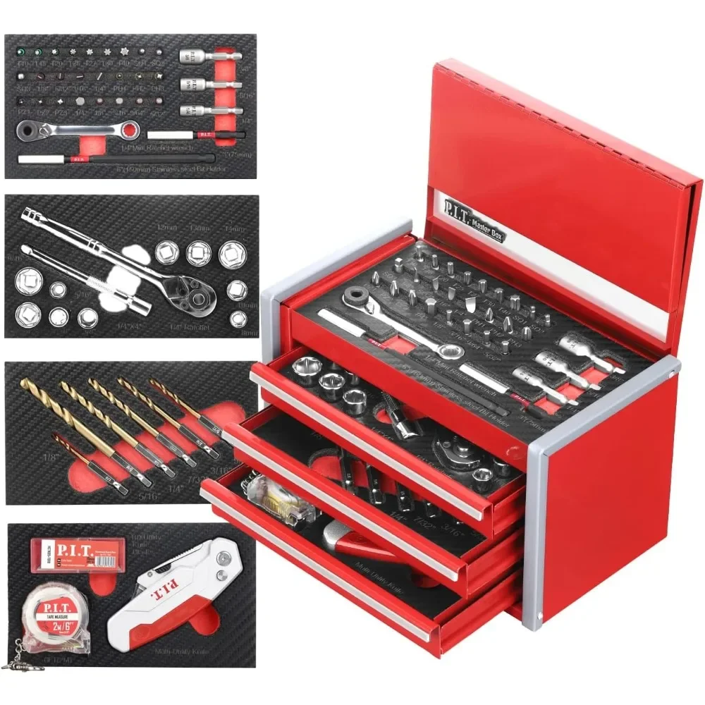 P-I-T-Portable-3-Drawer-Steel-Tool-Box-with-61-Pieces-Mechanics-Tool ...